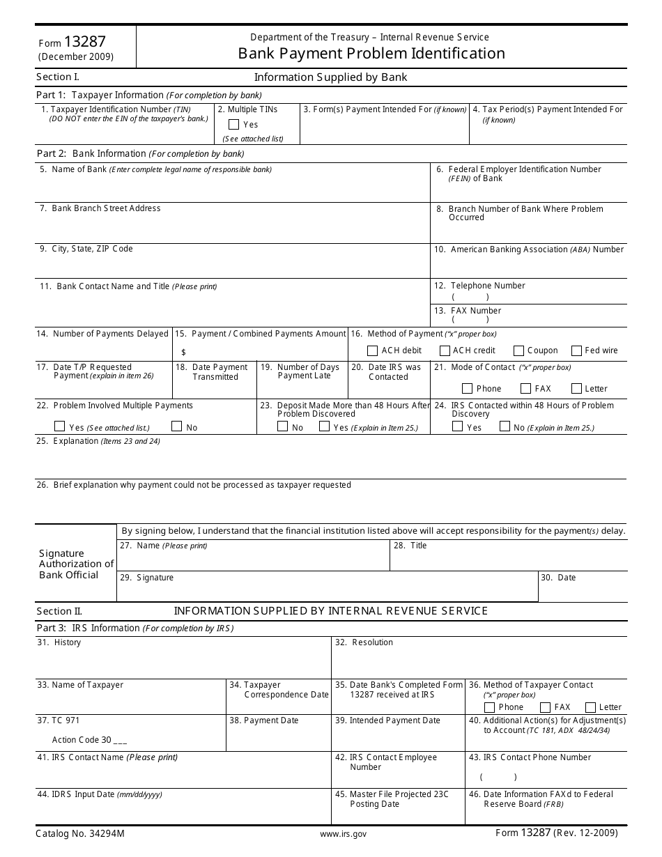 IRS Form 13287 Fill Out Sign Online And Download Fillable PDF