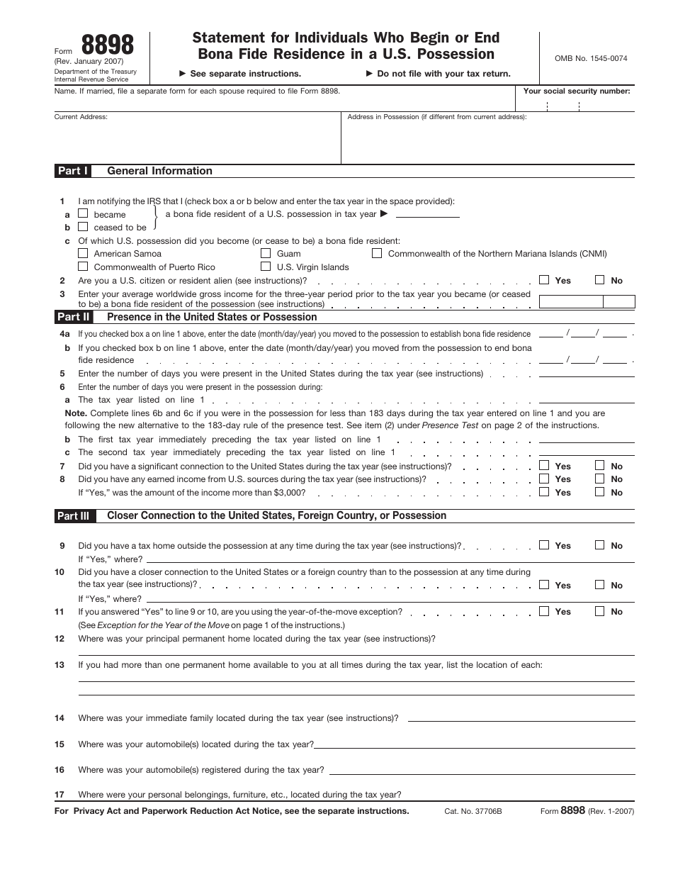 IRS Form 8898 - Fill Out, Sign Online and Download Fillable PDF ...