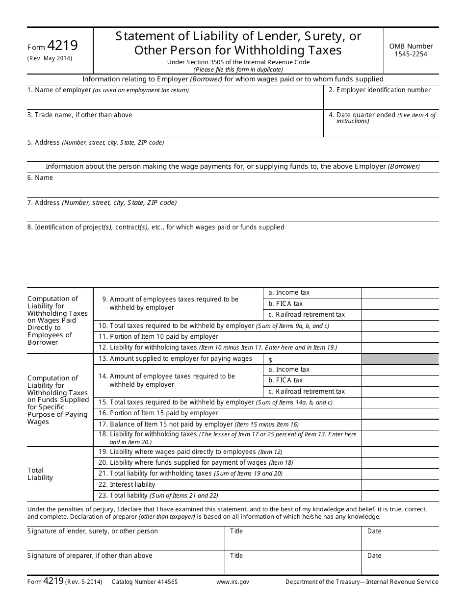 IRS Form 4219 - Fill Out, Sign Online and Download Fillable PDF ...