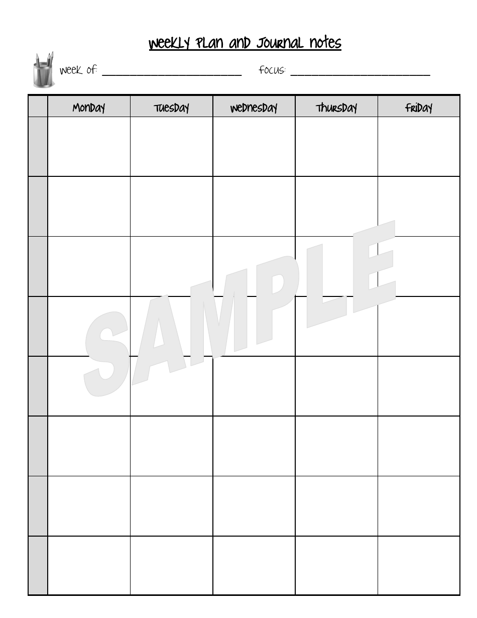 Sample Weekly Homeschool Planner Download Printable PDF | Templateroller