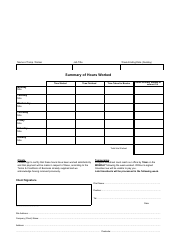 Summary of Hours Worked Template Download Printable PDF | Templateroller