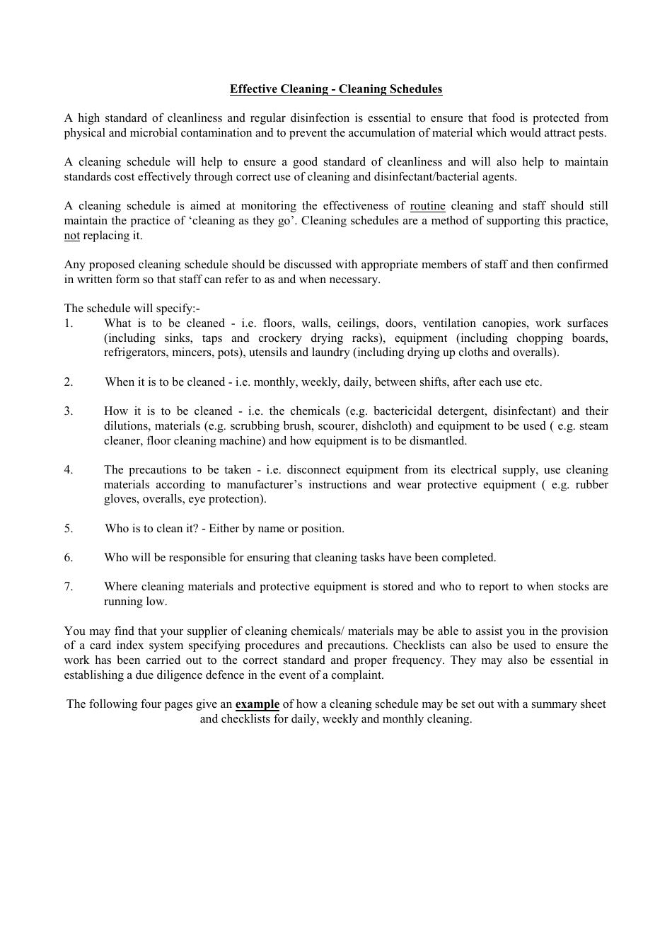 Restaurant Cleaning Schedule Templates Download Printable PDF ...