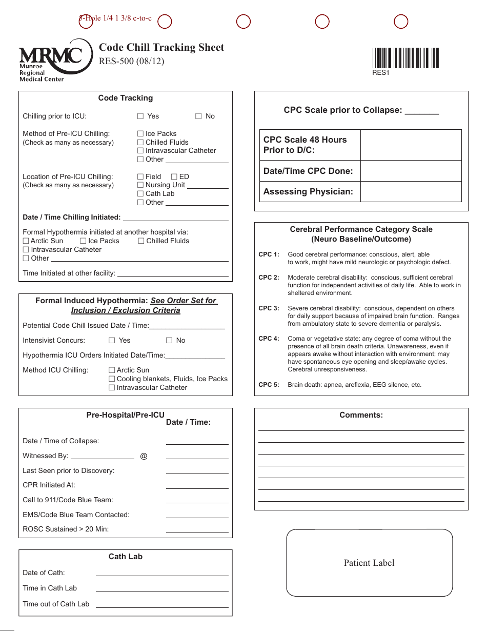 Code Chill Tracking Sheet - Munroe Regional Medical Center Download ...
