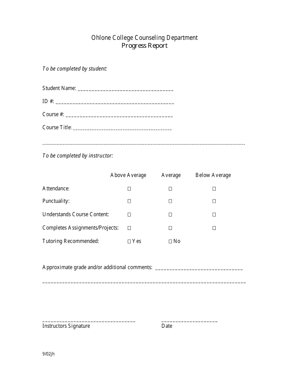 Progress Report Template - Ohlone College - Fill Out, Sign Online and ...