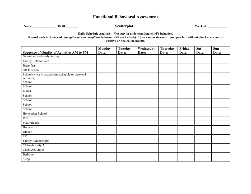 Functional Behavioral Assessment Form Fill Out Sign Online And 