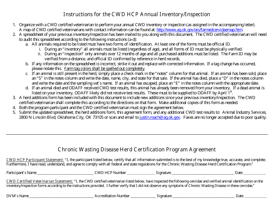 Oklahoma Cwd Hcp Herd Additions Form - Fill Out, Sign Online and ...