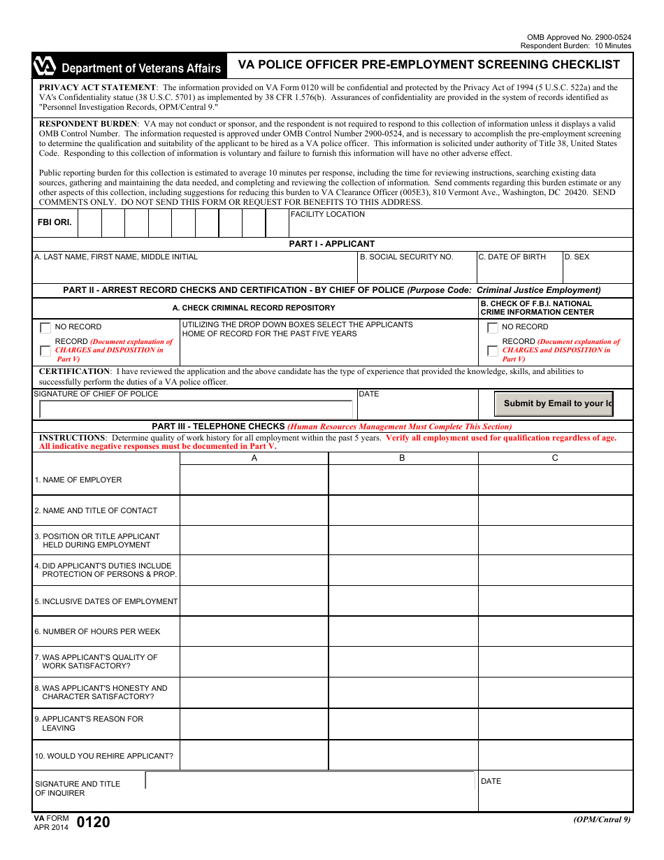 VA Form 0120 - Fill Out, Sign Online and Download Fillable PDF ...