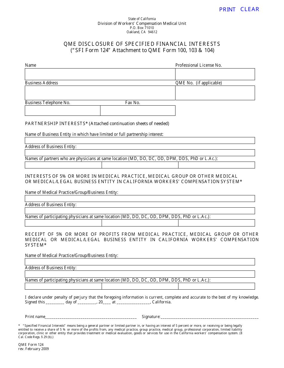 QME Form 124 - Fill Out, Sign Online and Download Fillable PDF ...