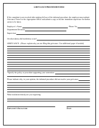Grievance Procedure Form Download Fillable PDF | Templateroller