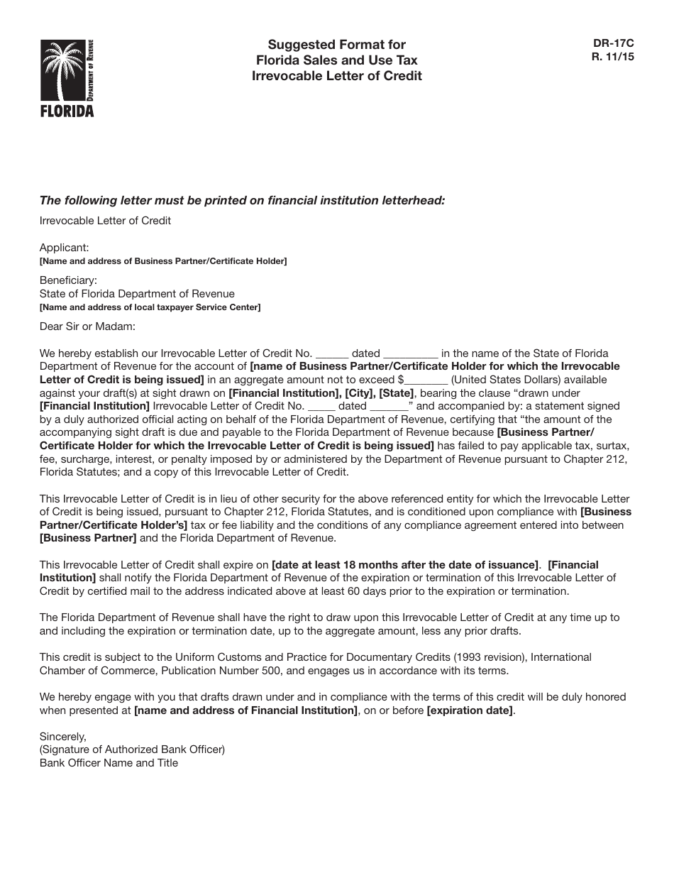 Form DR-17C - Fill Out, Sign Online and Download Printable PDF, Florida ...