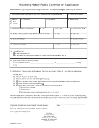 Wyoming Wyoming Notary Public Commission Application Form Download ...