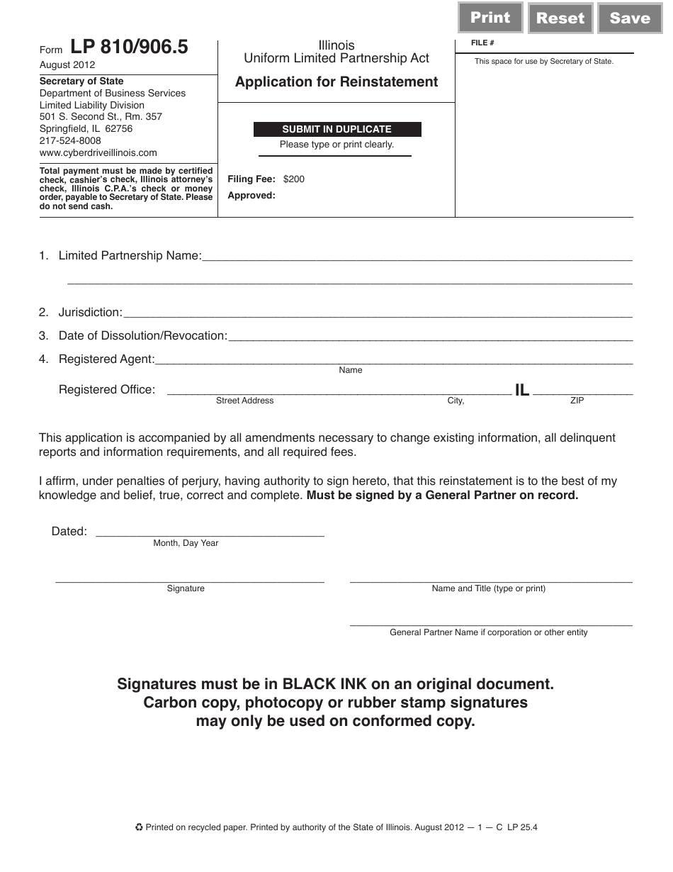 Form LP810/906.5 - Fill Out, Sign Online and Download Fillable PDF ...
