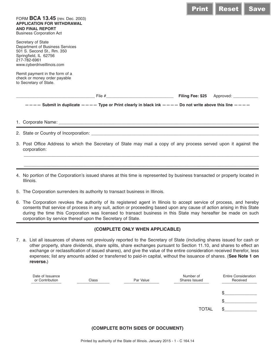 Form BCA13.45 - Fill Out, Sign Online and Download Fillable PDF ...