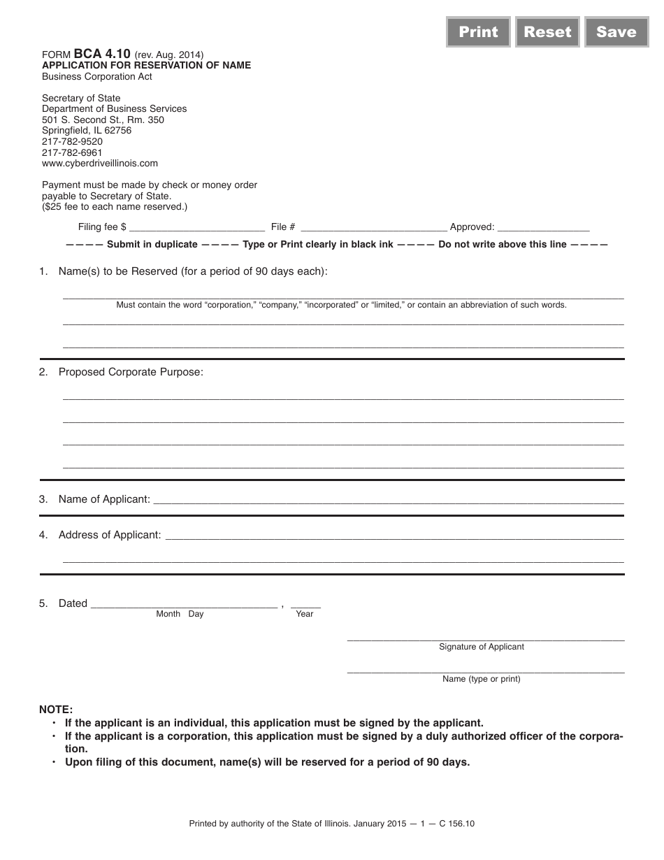 Form BCA4.10 - Fill Out, Sign Online and Download Fillable PDF ...