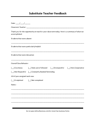 Substitute Teacher Feedback Form Download Printable PDF | Templateroller