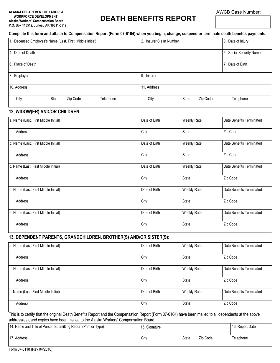 Form 07-6118 - Fill Out, Sign Online and Download Fillable PDF, Alaska ...