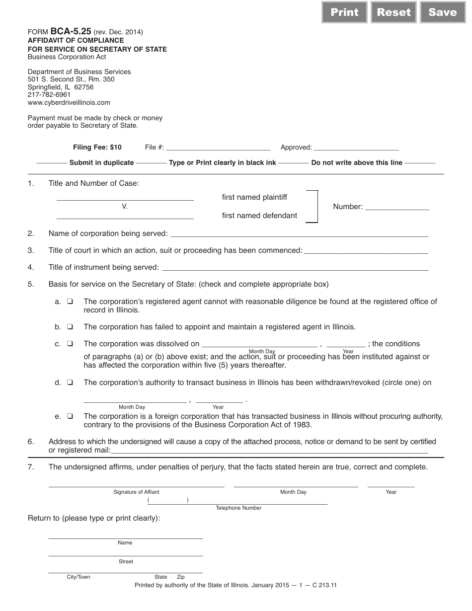 Form BCA-5.25 - Fill Out, Sign Online and Download Fillable PDF ...