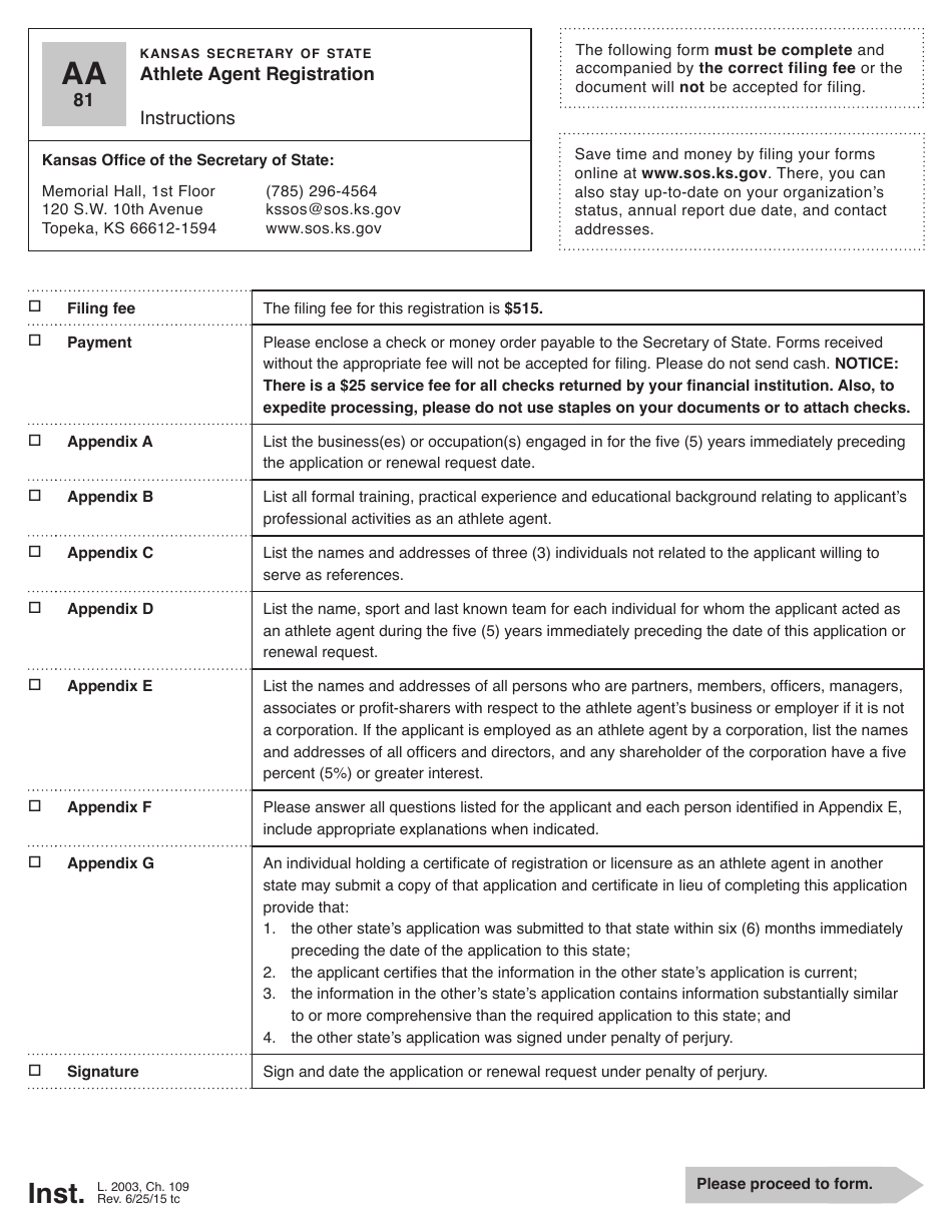 Form AA81 - Fill Out, Sign Online and Download Fillable PDF, Kansas ...