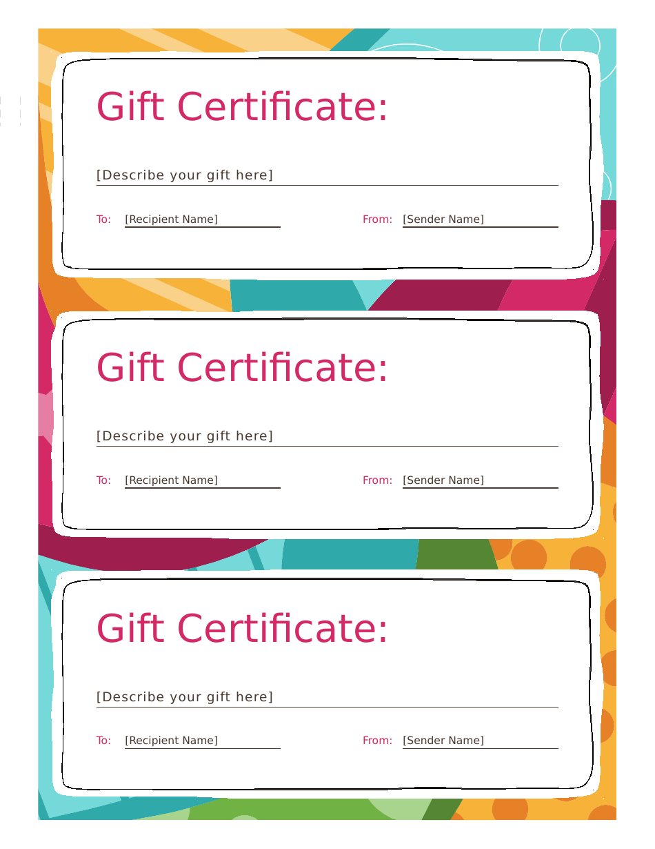 Gift Certificate Template - Varicolored Download Printable PDF ...