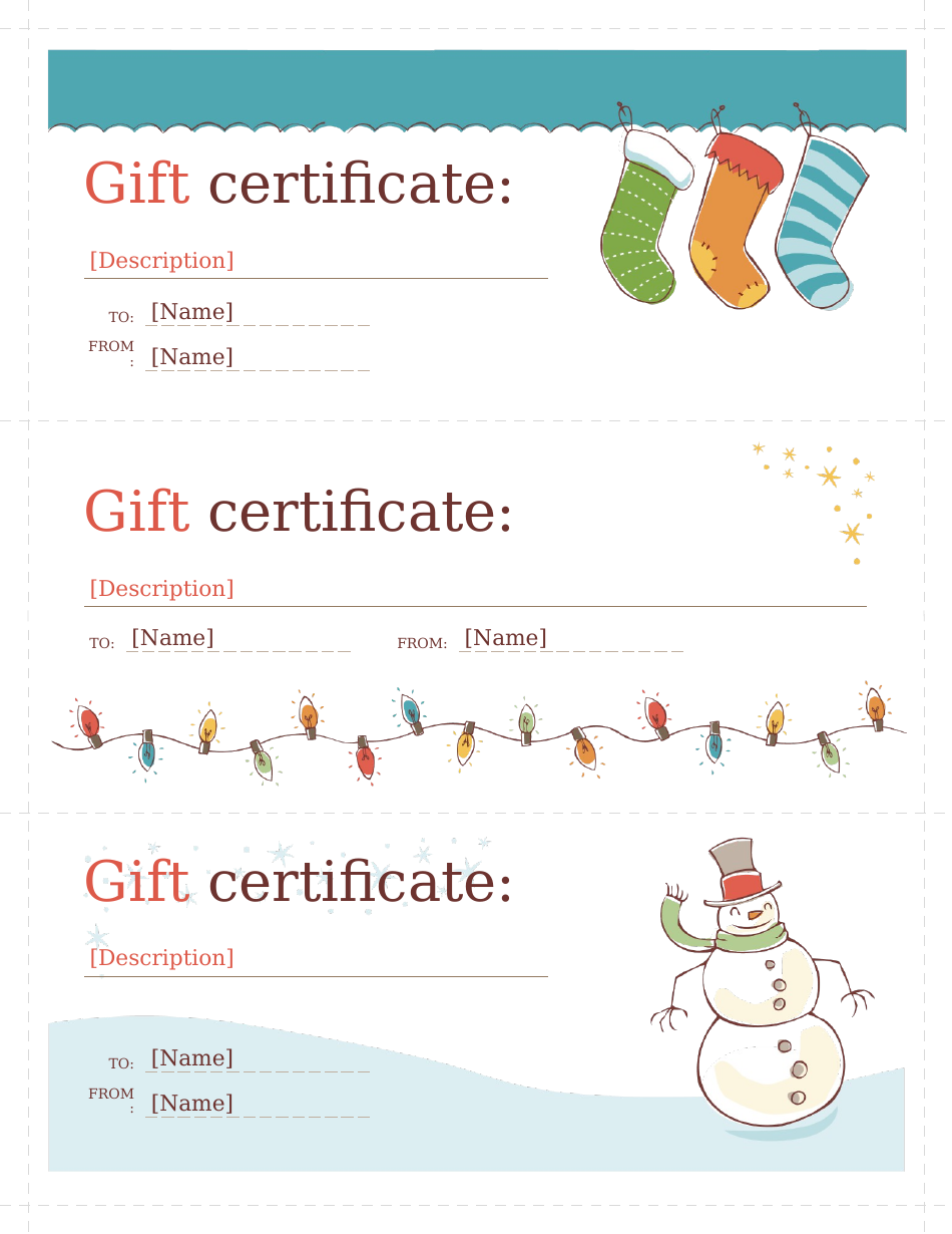 Gift Certificate Template - Azure Download Printable PDF | Templateroller
