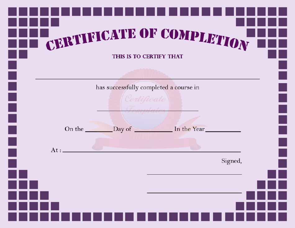 Course Certificate of Completion Template - Violet Download Printable ...