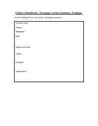 Newspaper Article Summary Template Download Printable PDF | Templateroller