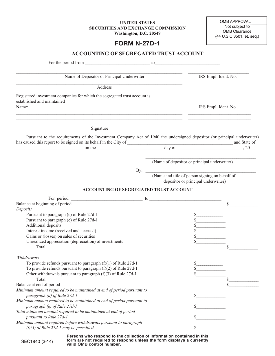 SEC Form 1840 (N-27D-1) - Fill Out, Sign Online and Download Printable ...