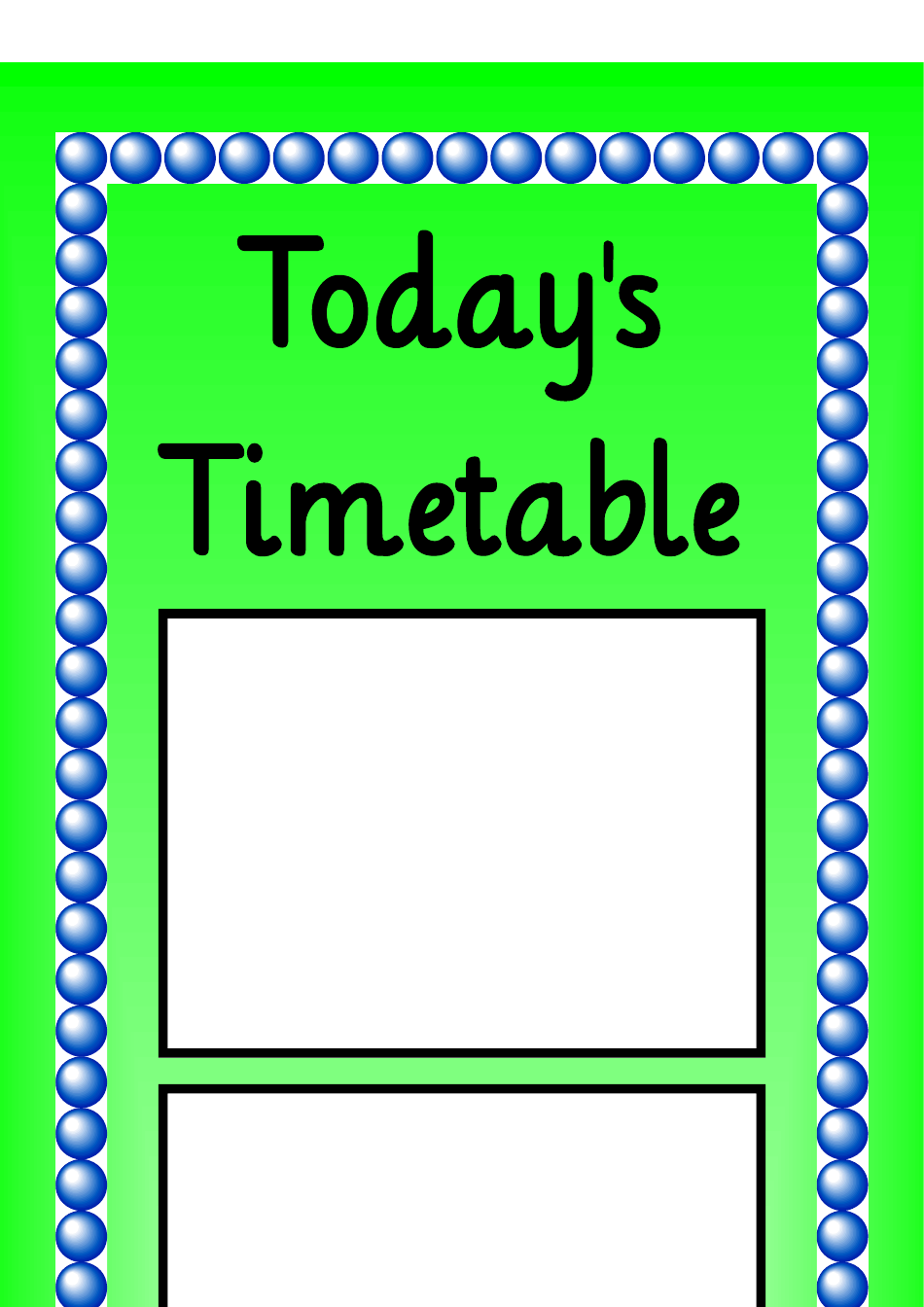 Today's Timetable Schedule Template - Green Download Printable PDF ...