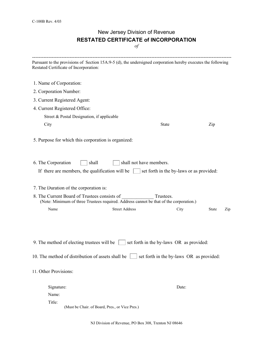 Form C-100B - Fill Out, Sign Online and Download Fillable PDF, New ...
