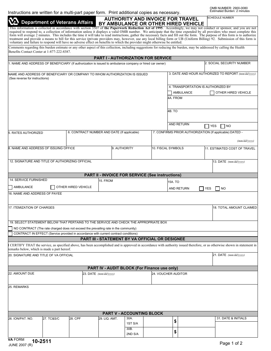 Va Form 10 2511 Download Fillable Pdf Or Fill Online Authority And Va Form 10 2511 Download Fillable Pdf Or Fill Online Authority And