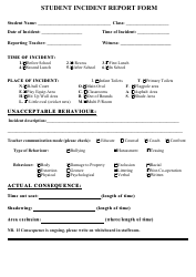 Student Incident Report Form Download Fillable PDF | Templateroller