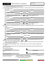 Form SC-100A Download Fillable PDF or Fill Online Other Plaintiffs or ...