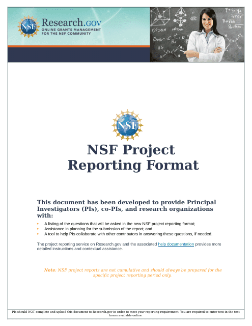 Nsf Project Reporting Format Fill Out Sign Online And Download PDF 