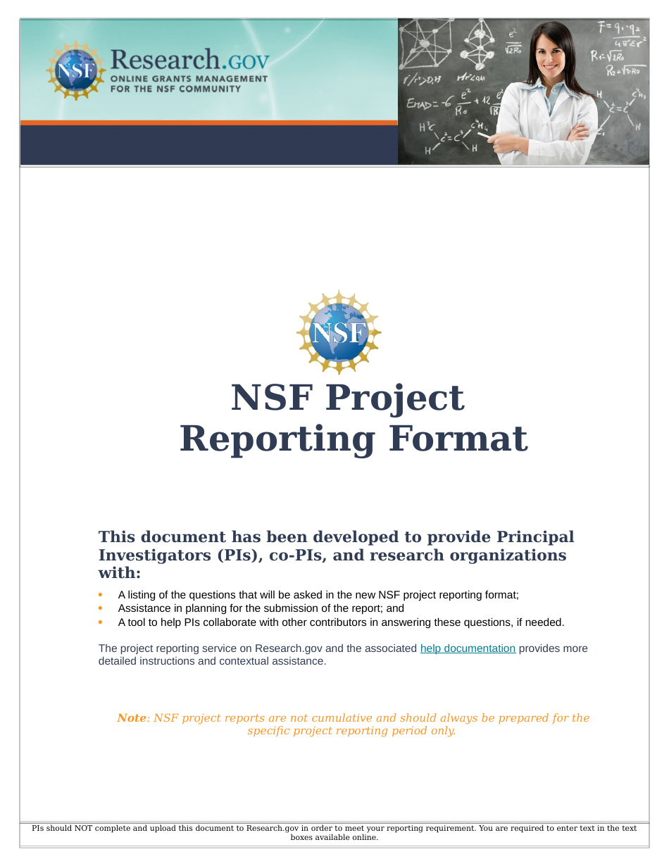 Nsf Project Reporting Format - Fill Out, Sign Online and Download PDF ...