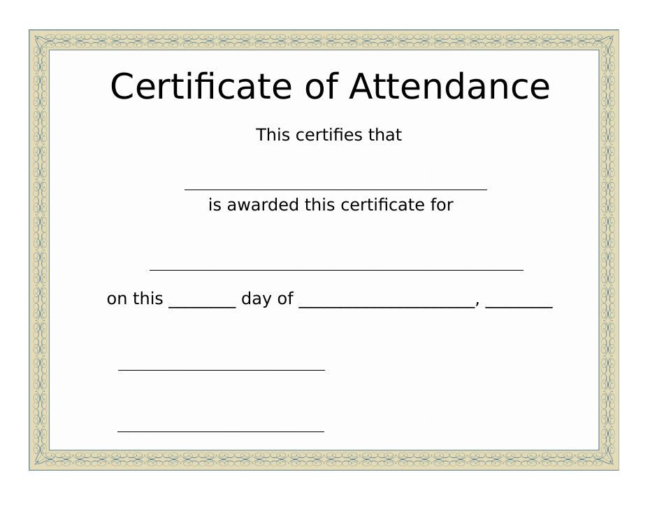 Certificate Of Attendance Template Beige Download Printable PDF 