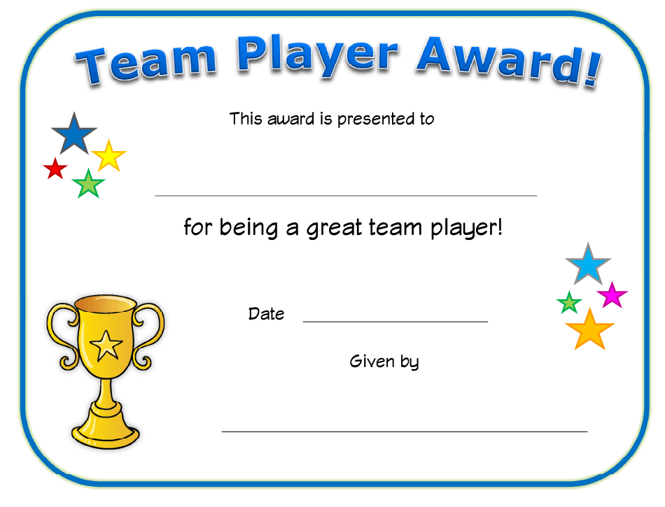 Team Player Award Certificate Template Download Printable PDF ...
