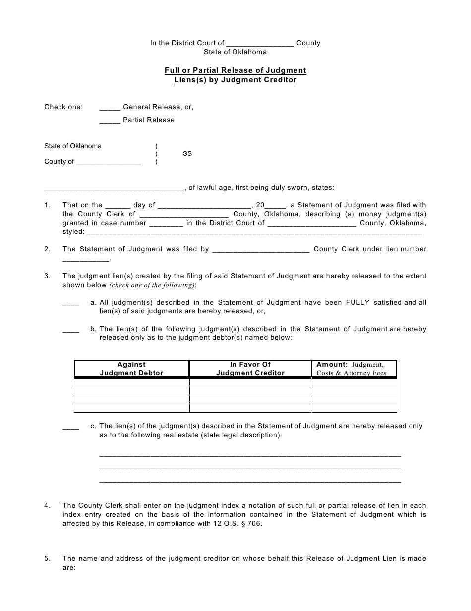 Form AOC21 - Fill Out, Sign Online and Download Printable PDF, Oklahoma ...