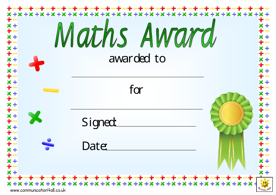 Green Ribbon Maths Award Certificate Template Download Printable PDF ...