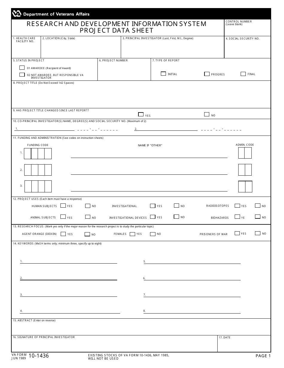 VA Form 10-1436 - Fill Out, Sign Online and Download Printable PDF ...