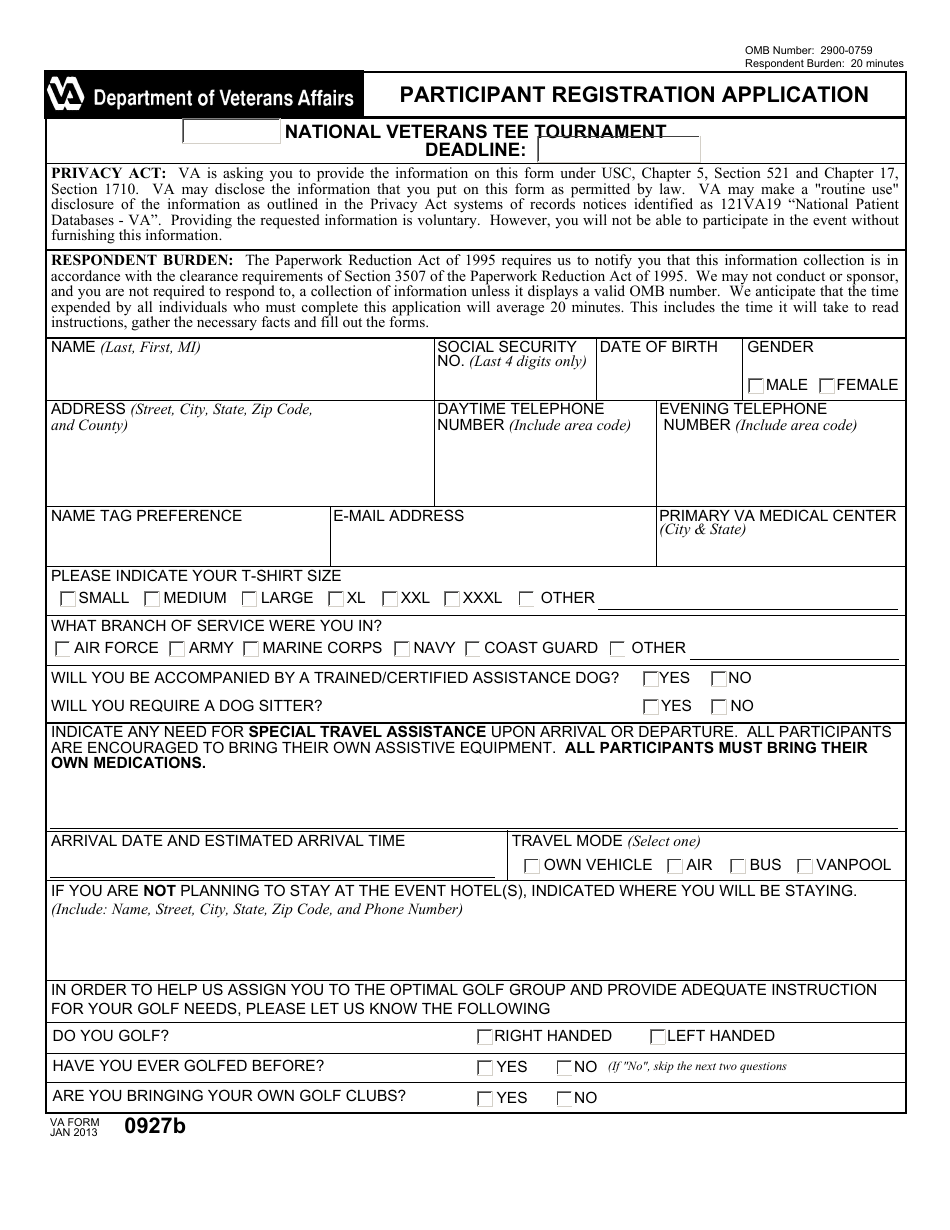 VA Form 0927b - Fill Out, Sign Online and Download Fillable PDF ...