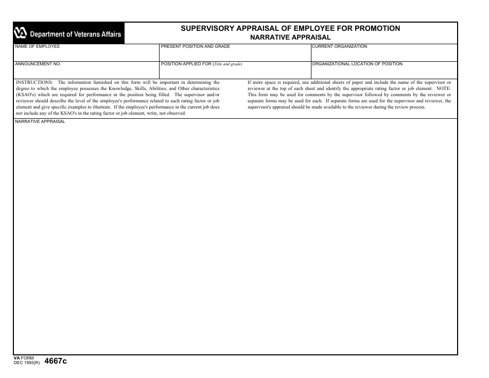 VA Form 4667C - Fill Out, Sign Online and Download Fillable PDF ...
