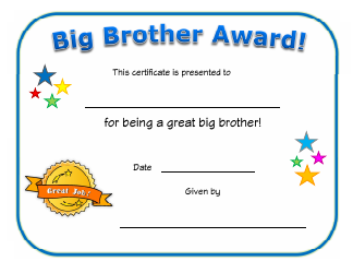 Big Brother Award Certificate Template Download Printable PDF ...