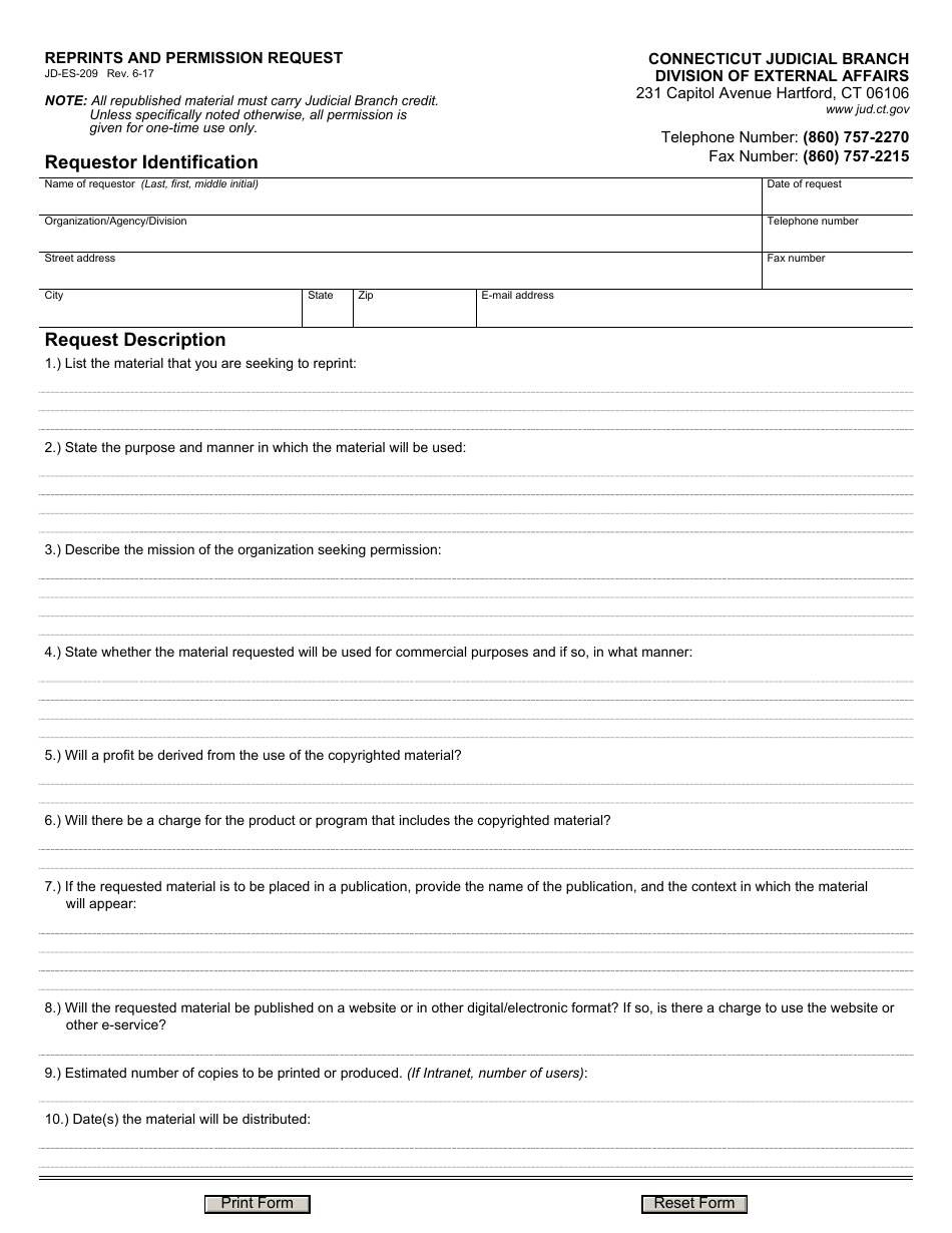Form JD-ES-209 - Fill Out, Sign Online and Download Fillable PDF ...