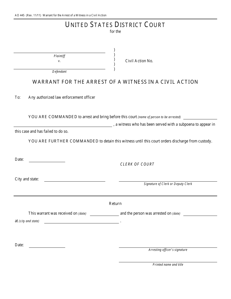 Form AO445 - Fill Out, Sign Online and Download Fillable PDF ...