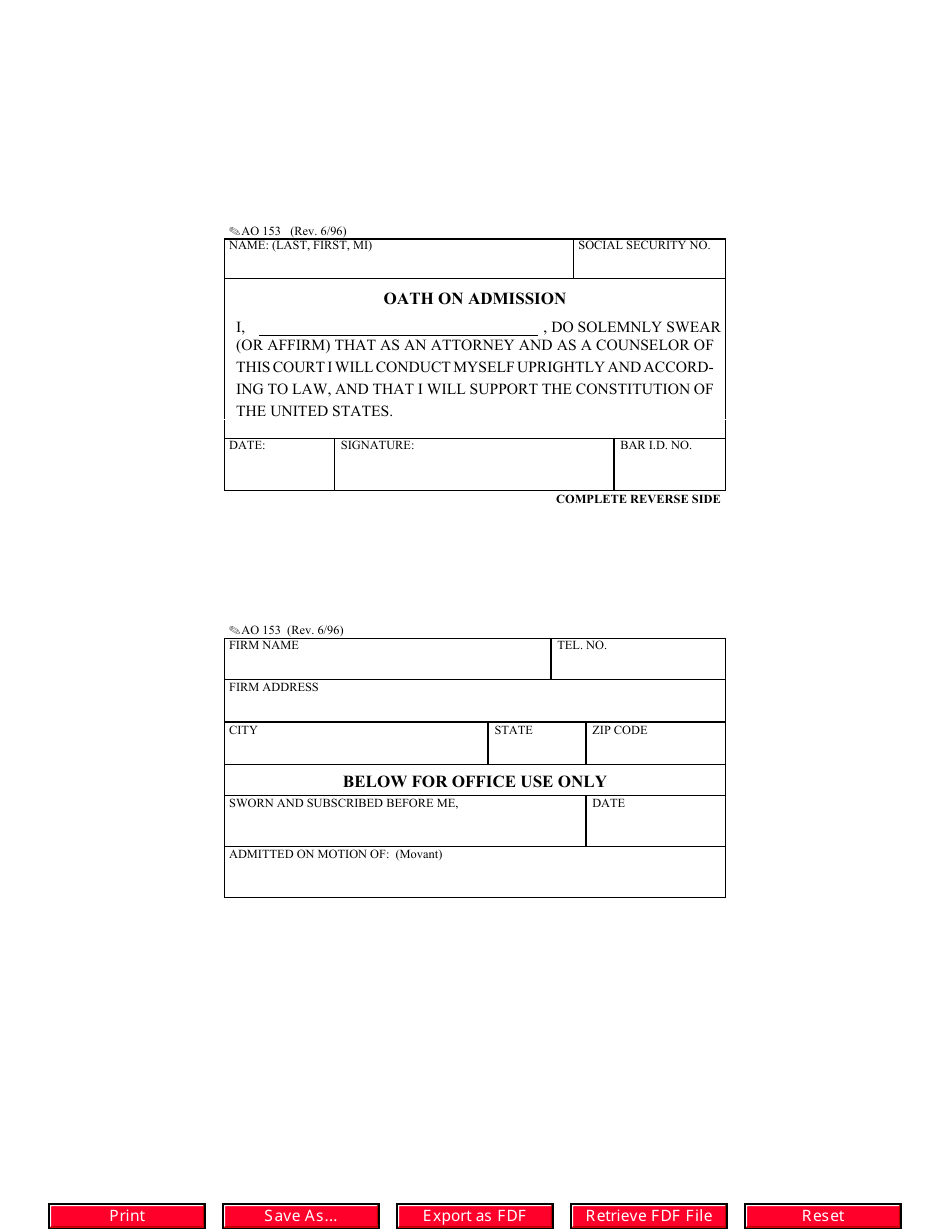 Form AO153 - Fill Out, Sign Online and Download Fillable PDF ...