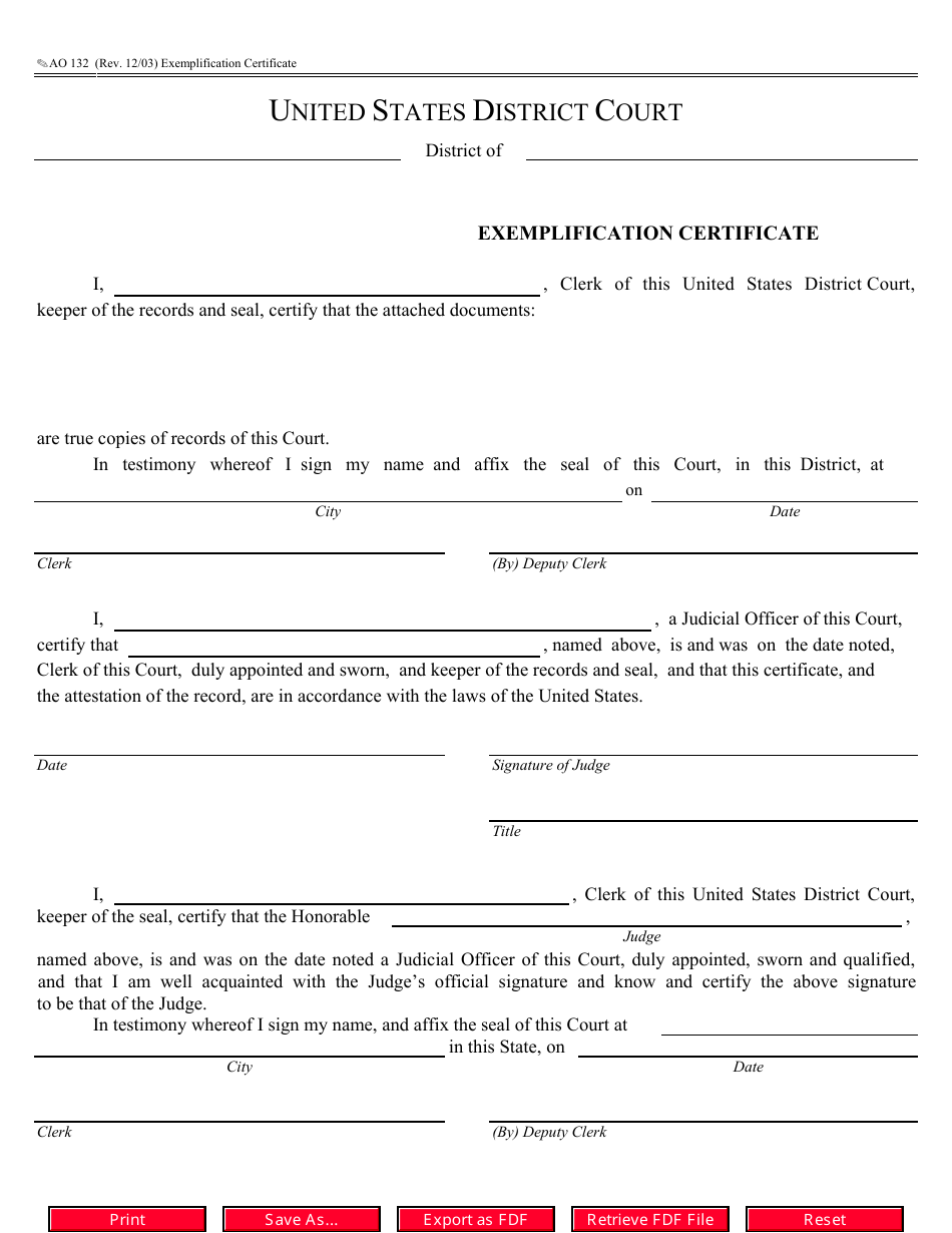 Form AO132 - Fill Out, Sign Online and Download Fillable PDF ...