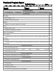 Preschool Progress Report Template Download Printable PDF | Templateroller