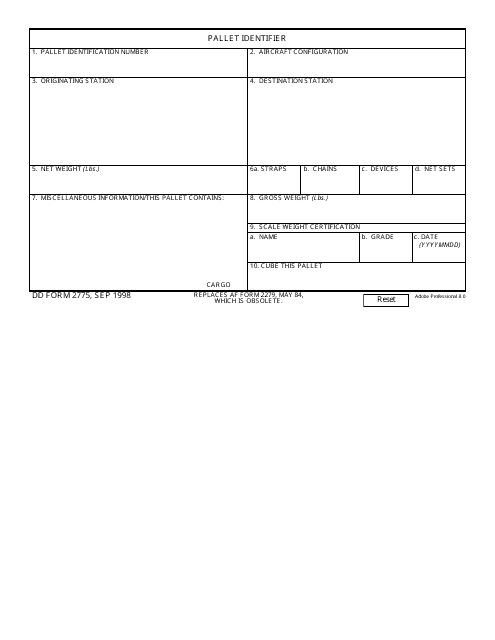 DD Form 2775 Download Fillable PDF, Pallet Identifier | Templateroller