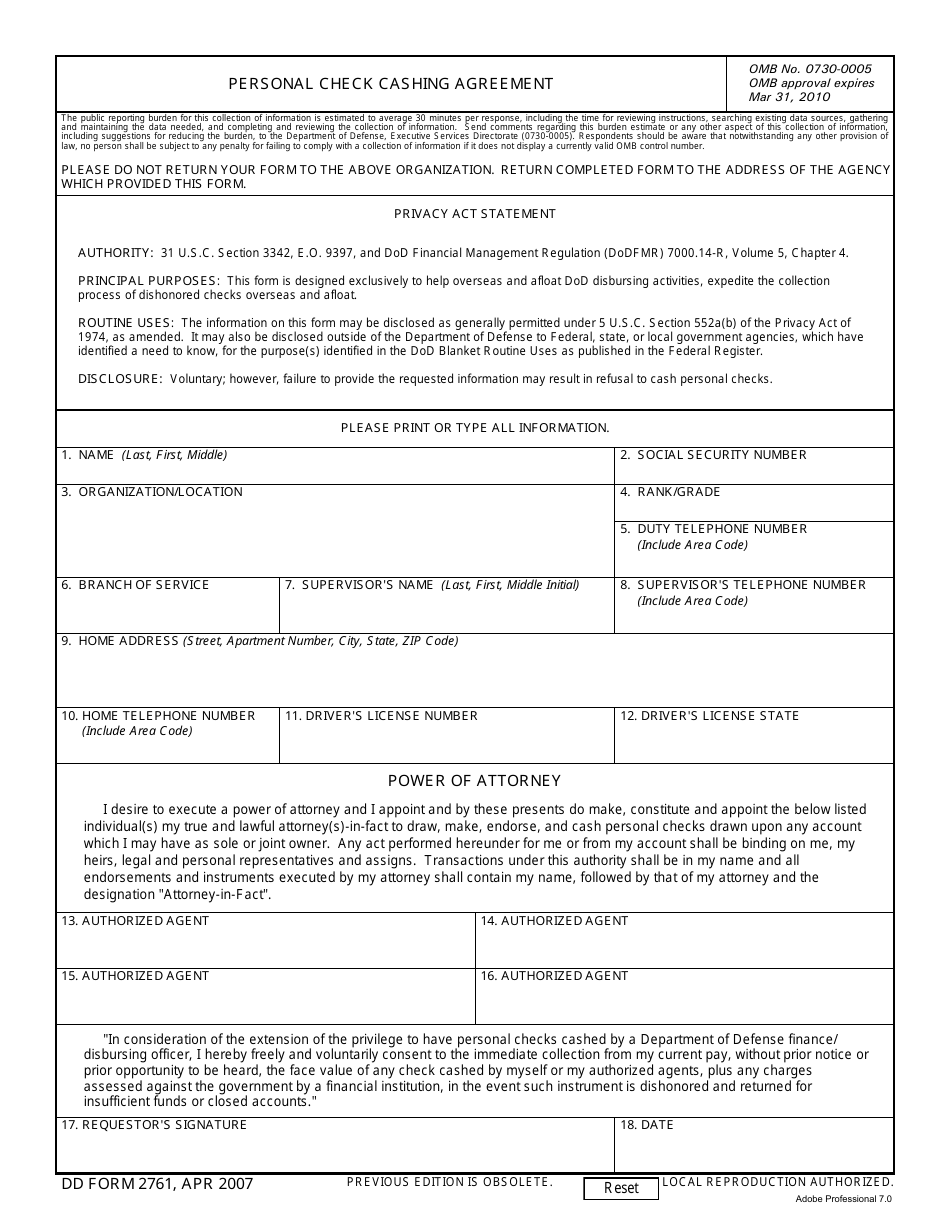 DD Form 2761 - Fill Out, Sign Online and Download Fillable PDF ...