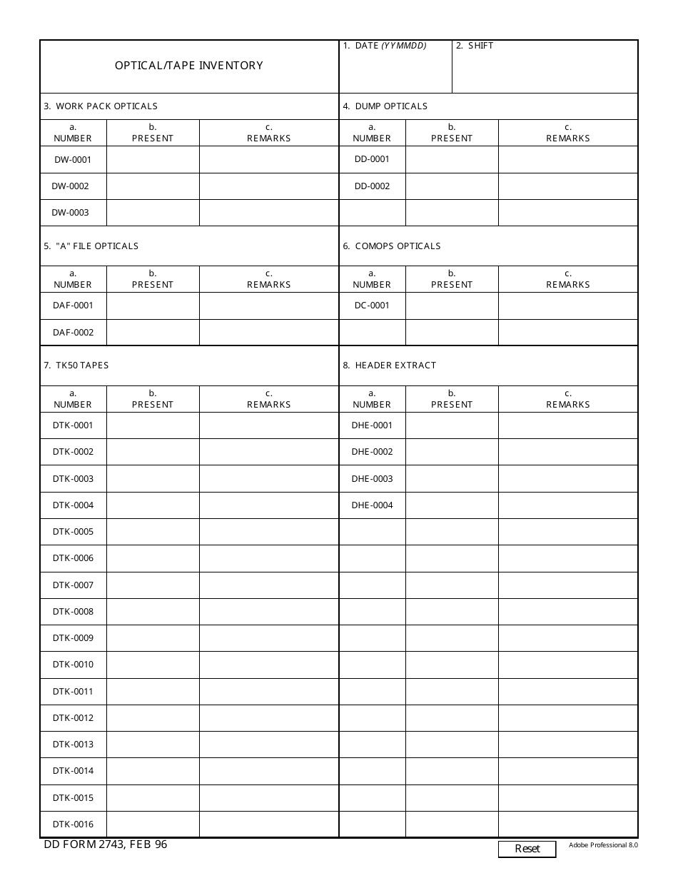 DD Form 2743 - Fill Out, Sign Online and Download Fillable PDF ...
